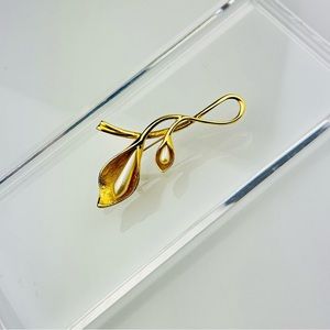 Jewelry | Vintage Piscitelli Large 375 Figural Calla Lily Glass Pearl ...
